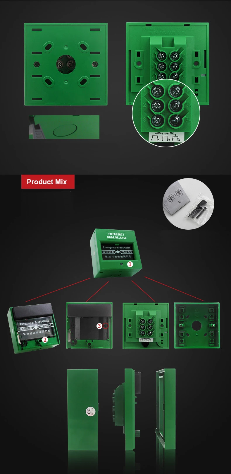 Emergency Exit Switch Break Glass Fire Alarm Push Button