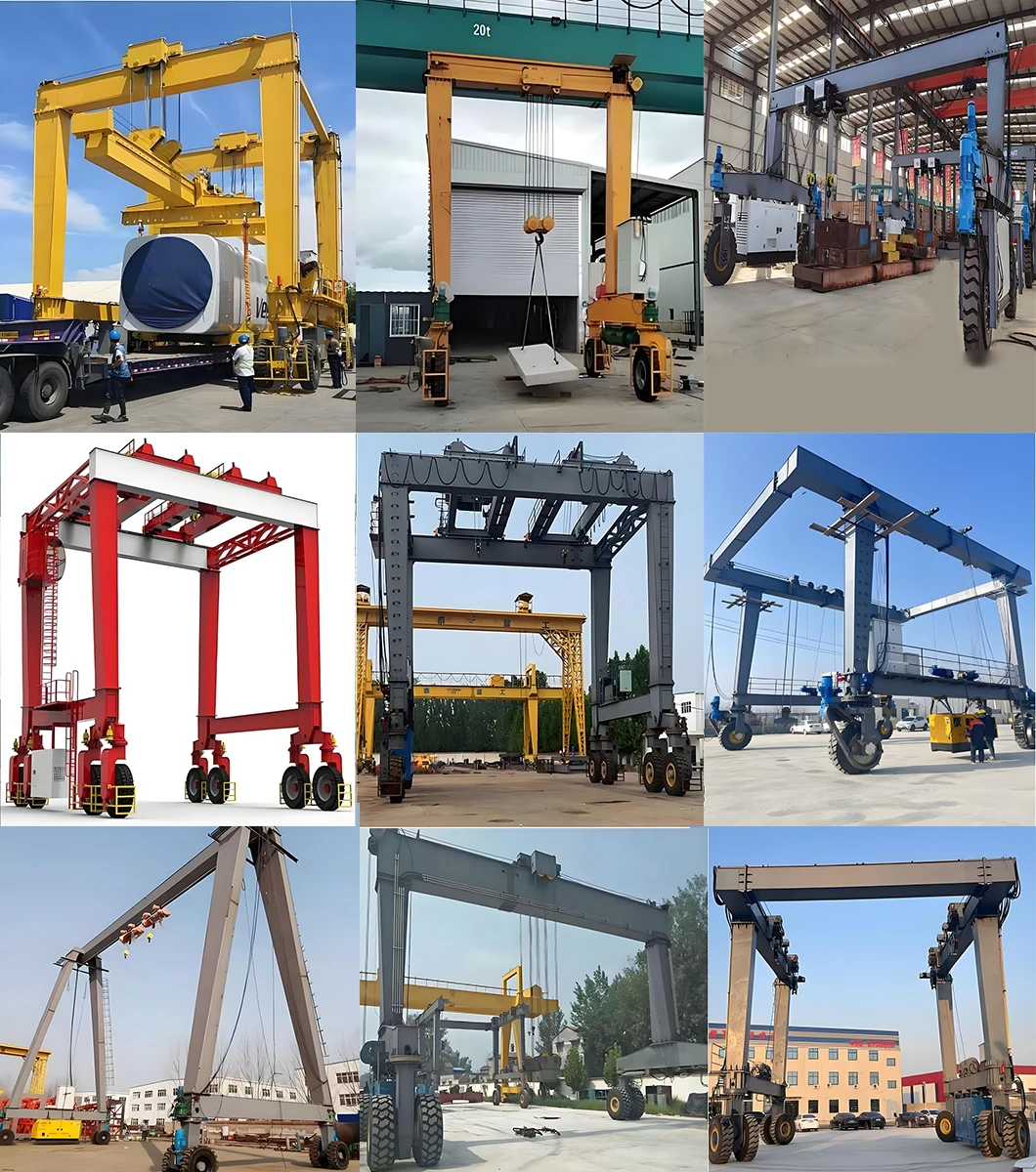 Single Grder Rtg Rubber Tyred Gantry Crane 40ton with Electric Hoist ...