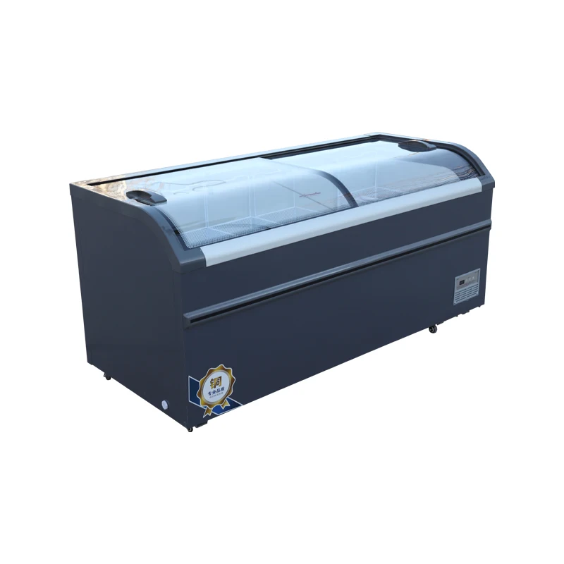 Curved Sliding Door Horizontal Fridge Chest Freezer Glass Door ...