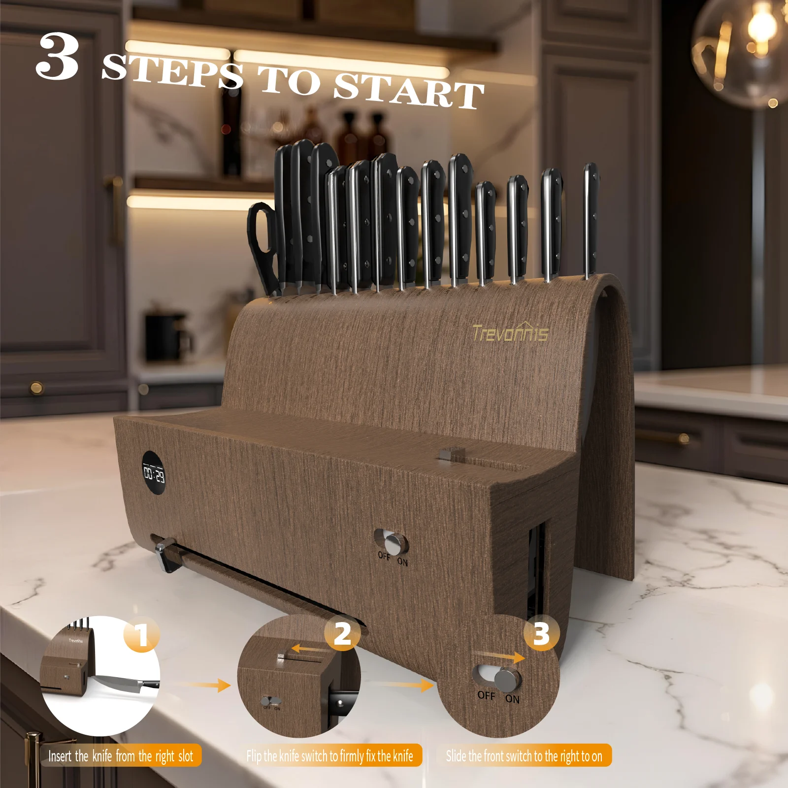 New Smart Kitchen Knife Rack with Electric Knife Sharpener Blocks ...