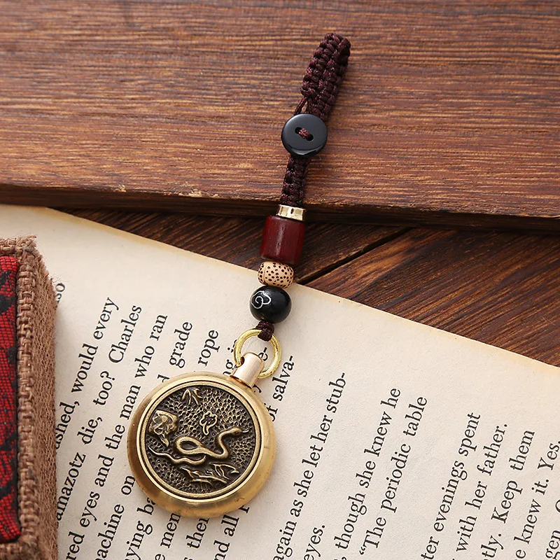 Vintage Copper Lucky Rope Keychain Pendant Brass Chinese 12 Zodiac ...