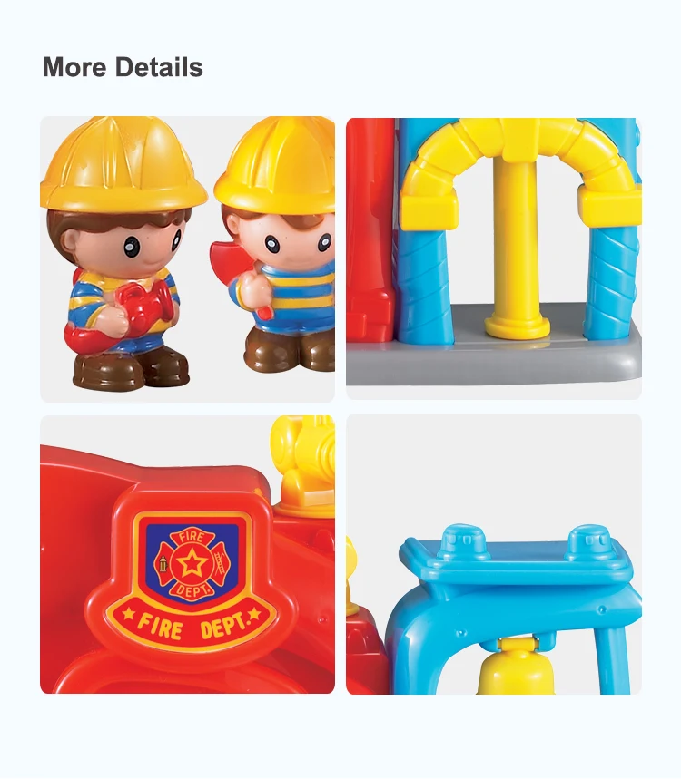 Pretend Play Cartoon Fire Station Play Set Toy For Kids Mimic The Fire ...