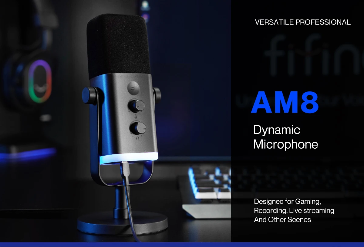 Fifine AM8 XLR Desktop Microphone Podcast Recording Dynamic Mic ...