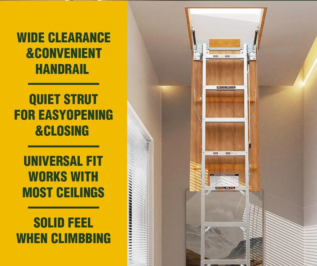 Telescopic Aluminium Attic Ladder - Retractable Loft Stairs for ...