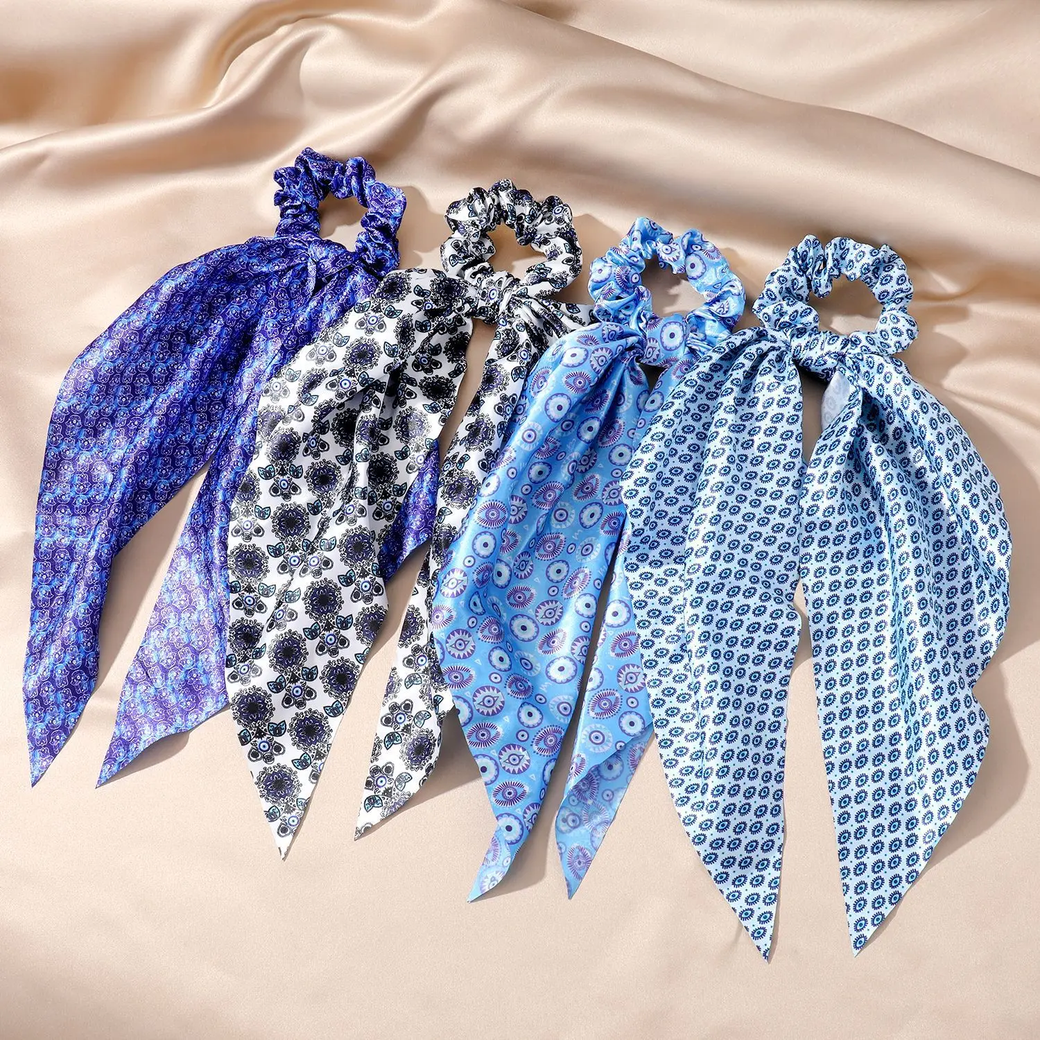 Evil Eye Handmade Silk Satin Scarf Scrunchie/ Gift Ideas/ Silk Satin ...