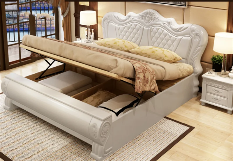 Custom Solid Wood European Bed - King Size Wedding Bed