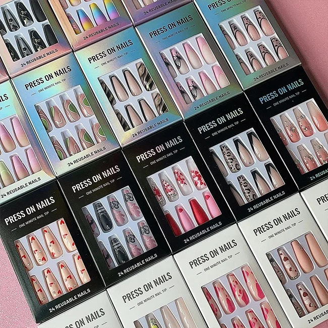 Luxury Long Ballerina Custom 3d Crystal Dill Nails High Quality Press ...