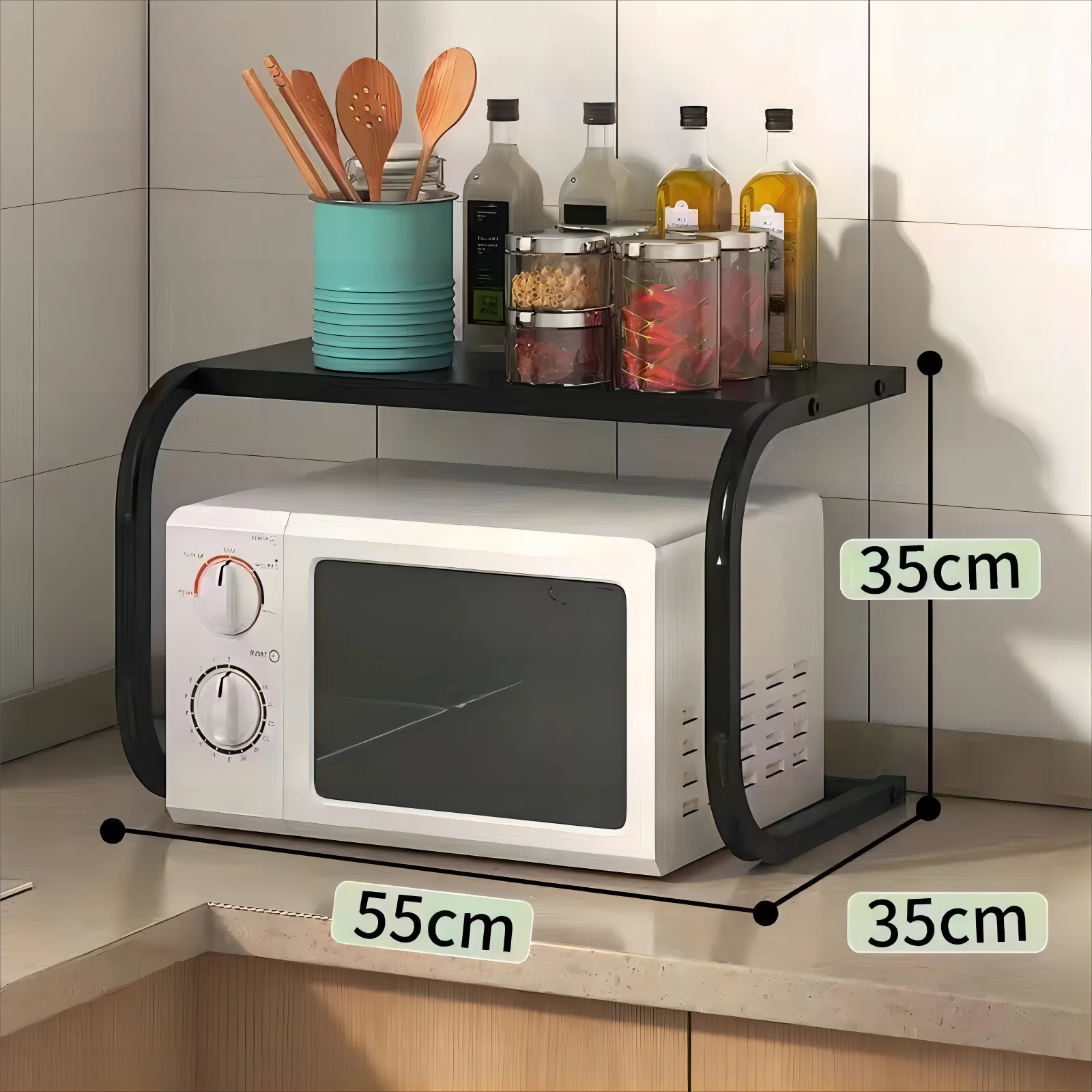 Kitchen Countertop Organizer Cabinet Shelf Large Space Racks Microwave ...