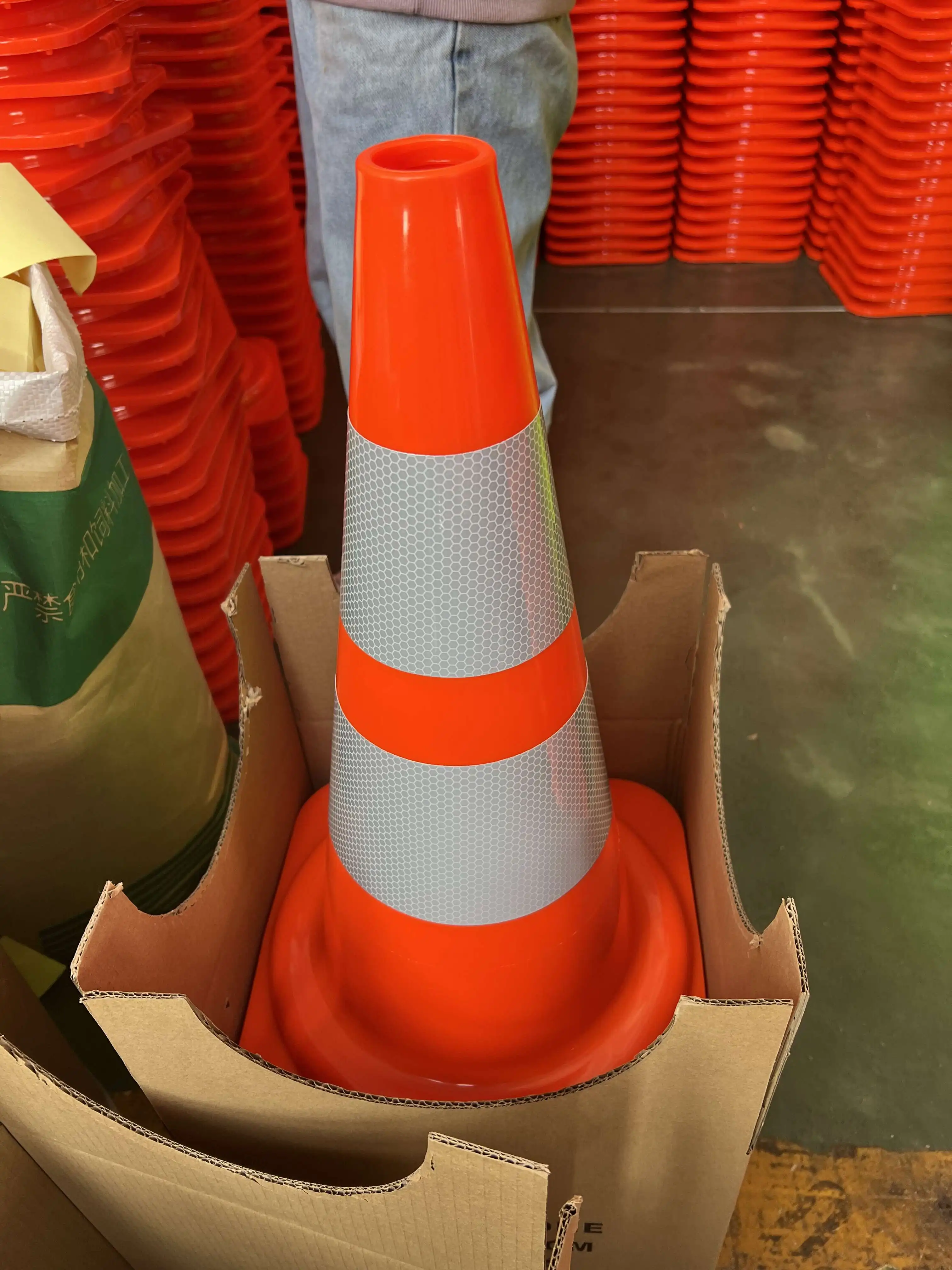 Flexible 500 mm PVC Orange Reflective Road Cone Safety Traffic Warning ...