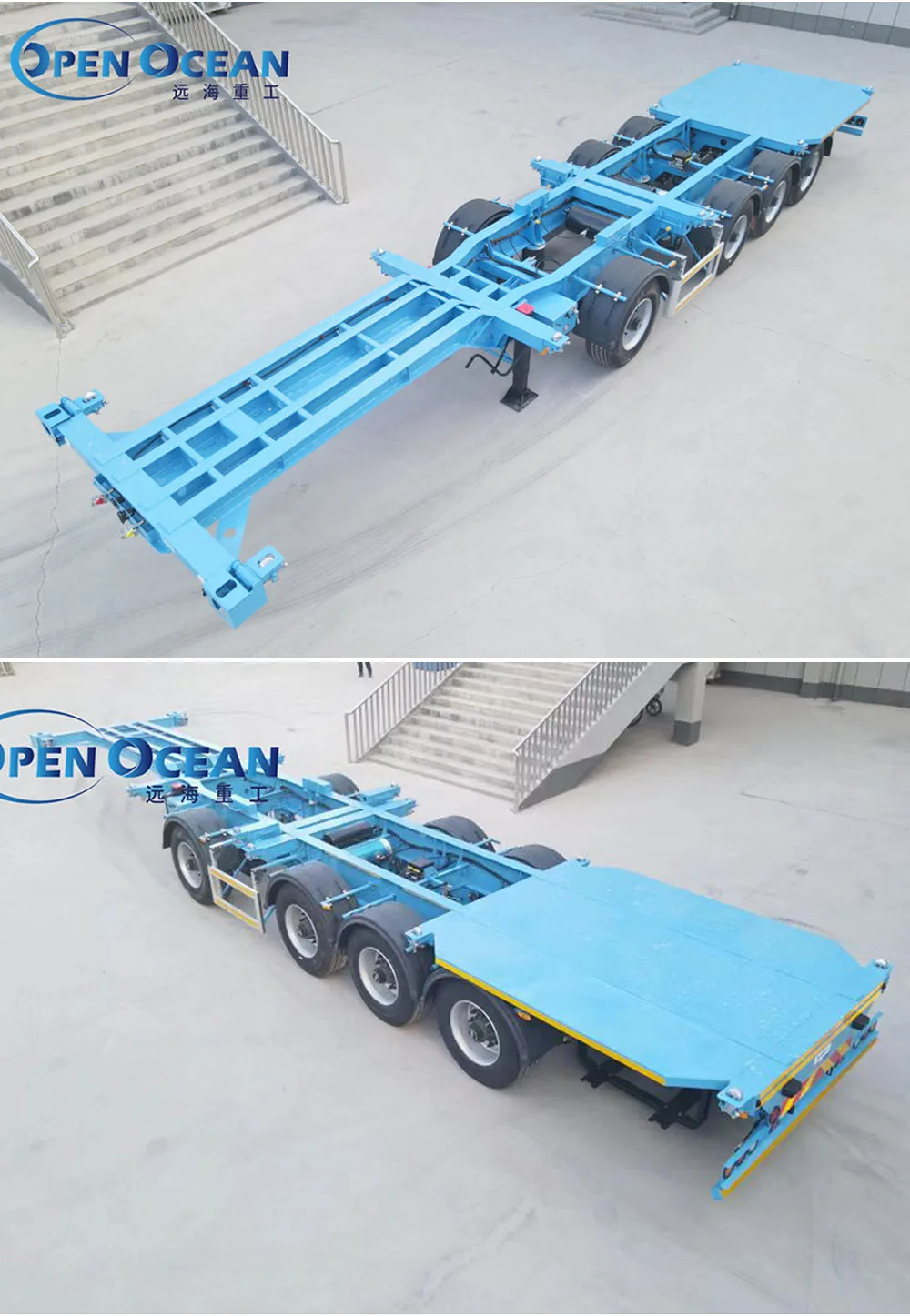 4 Axle 40ft Skeleton Semi Trailer Container Chassis Trailer - Buy ...