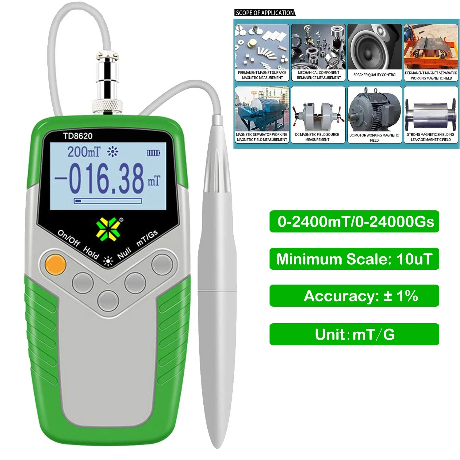 Hedao TD8620 Five-level Gauss Meter Strength Detector Pressure Testing ...
