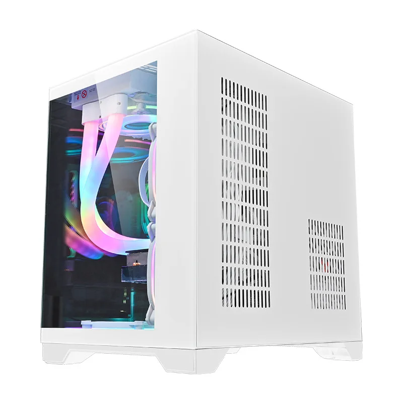 ATX Case Wide Cube Computer Case - Double Chamber PC Cabinet