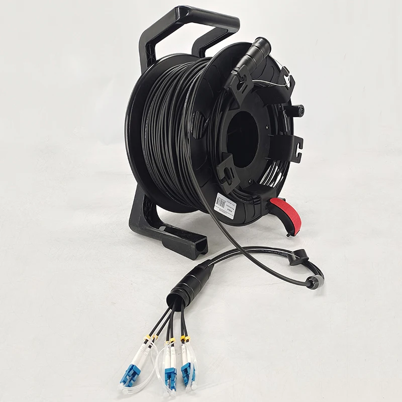 Portable retractable fiber optic cable reel with length 100M 200M 500M ...