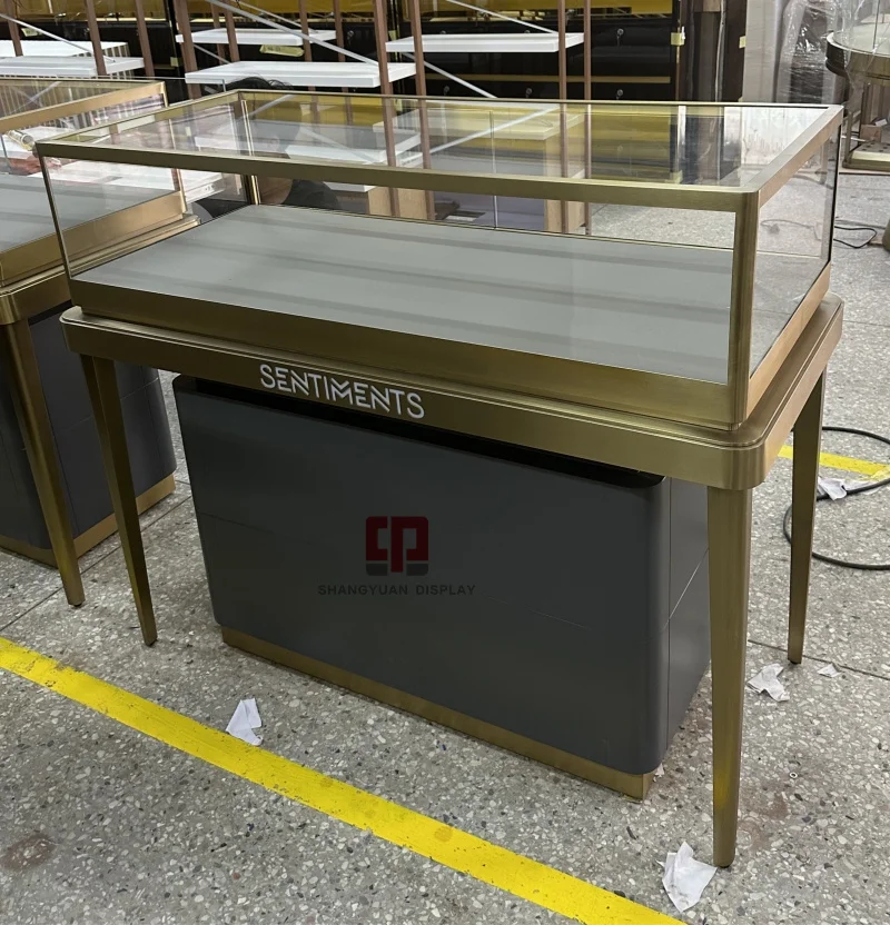 Modern Jewelry Display Cabinet Luxury Metal Luminous Font Signage ...