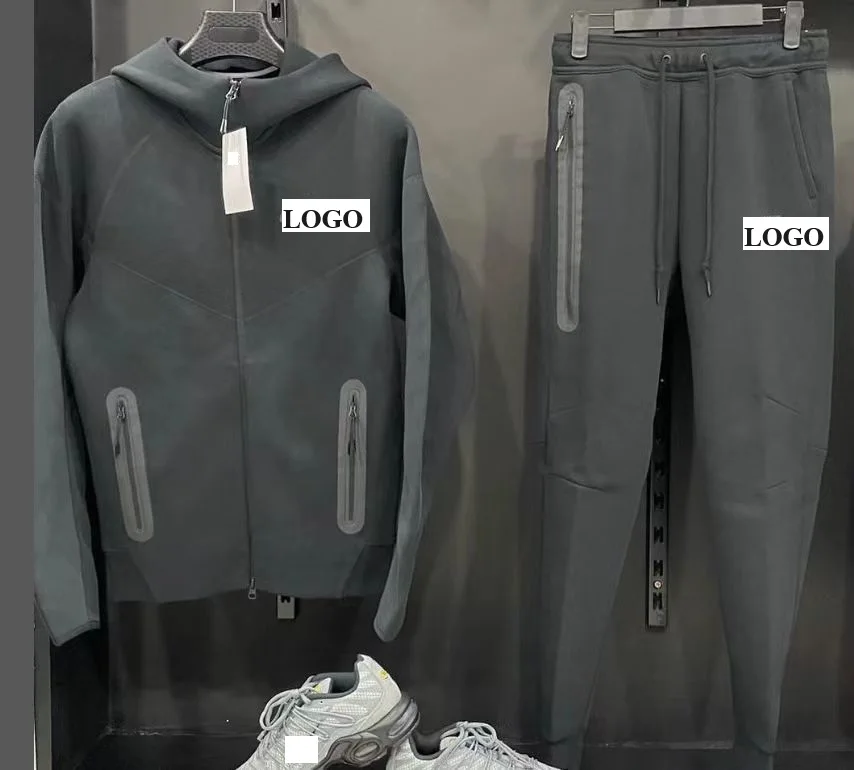Custom Tech Fleece Tracksuit Logo Jogger Sweatsuit Men Customized Fall ...