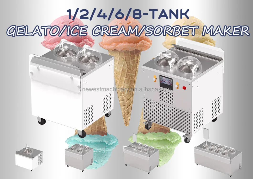 2-cylinder Built In Led Spotlight Hard Ice Cream Sorbet Helato Gelato ...