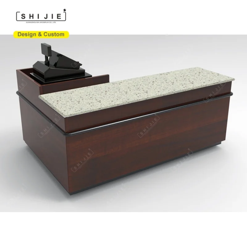 Convenience Store Cashier Desk Supermarket Reception Wooden 3-sided ...