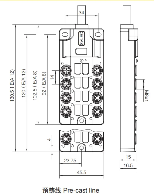 SVLEC Passive Actuator/sensor Junction Box - M8 X 1 8-port