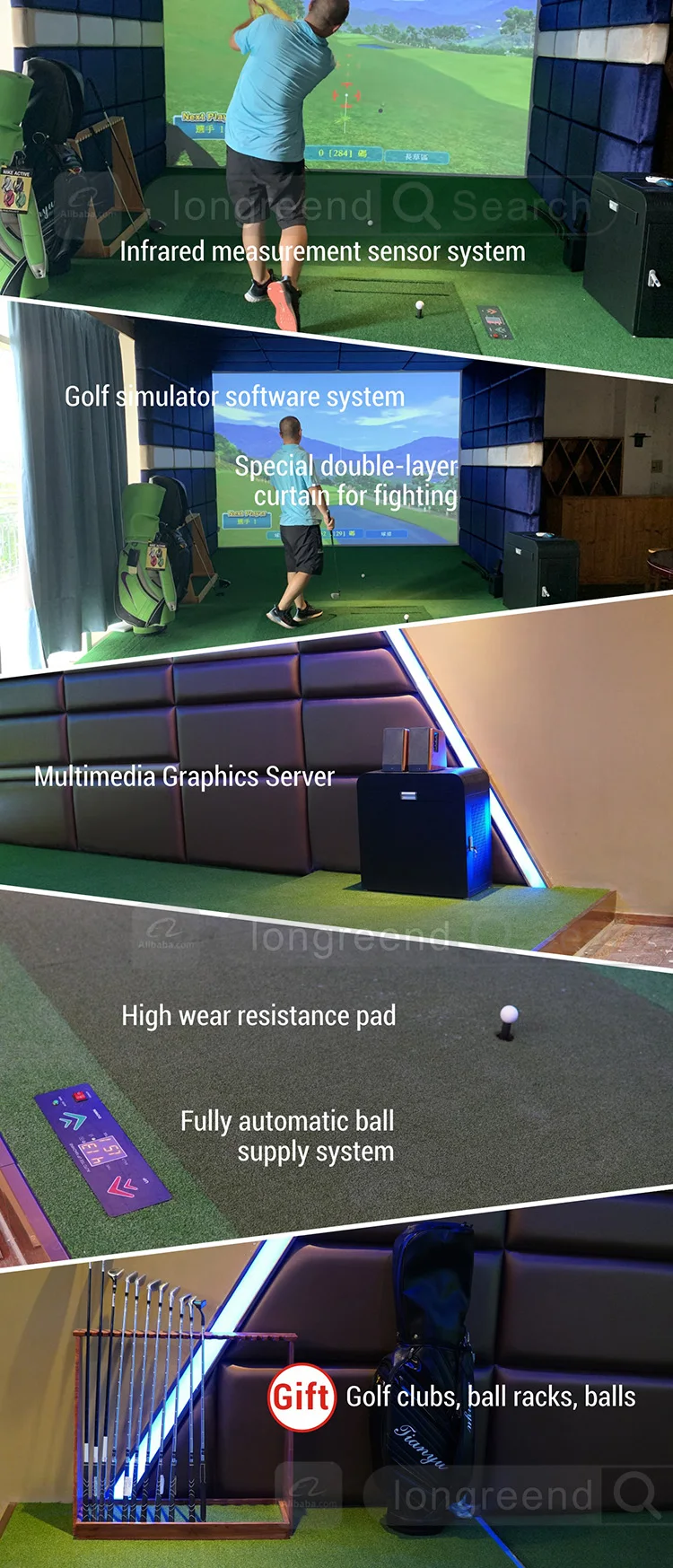 LONGREEND Korean Genuine Indoor Infrared Golf Simulator Putting ...