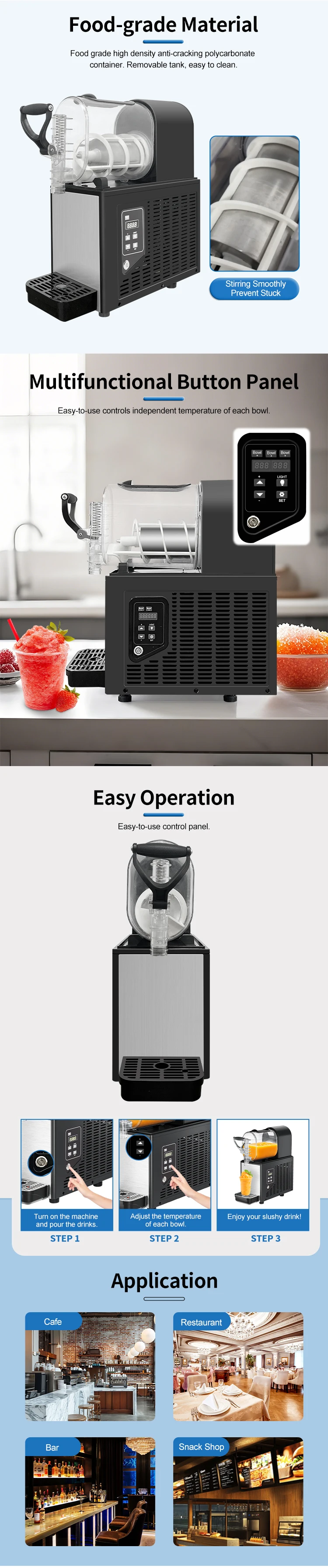 Commercial High Productivity Smooth Slush Machine 5L Frozen Two Tanks ...