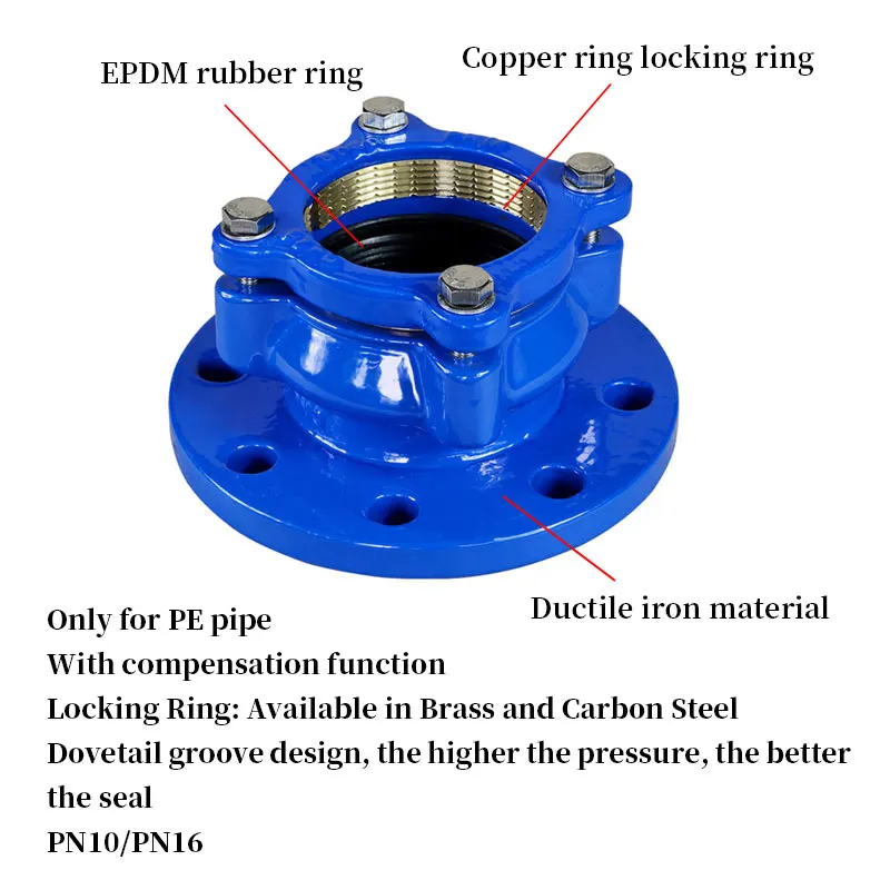 Ductile Iron Universal Restraint Flange Adaptor for HDPE Pipe