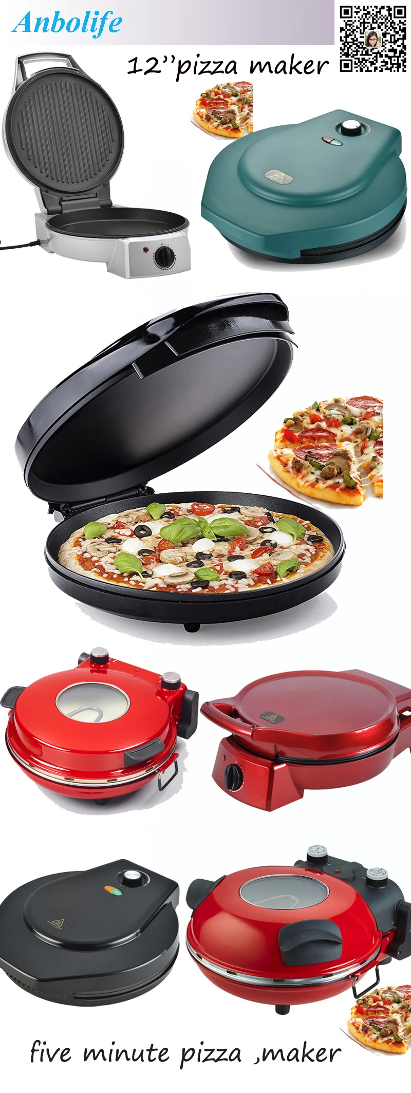 12 Inch Non-stick Calzone Maker Pizza Oven In Red Home Use Fast ...
