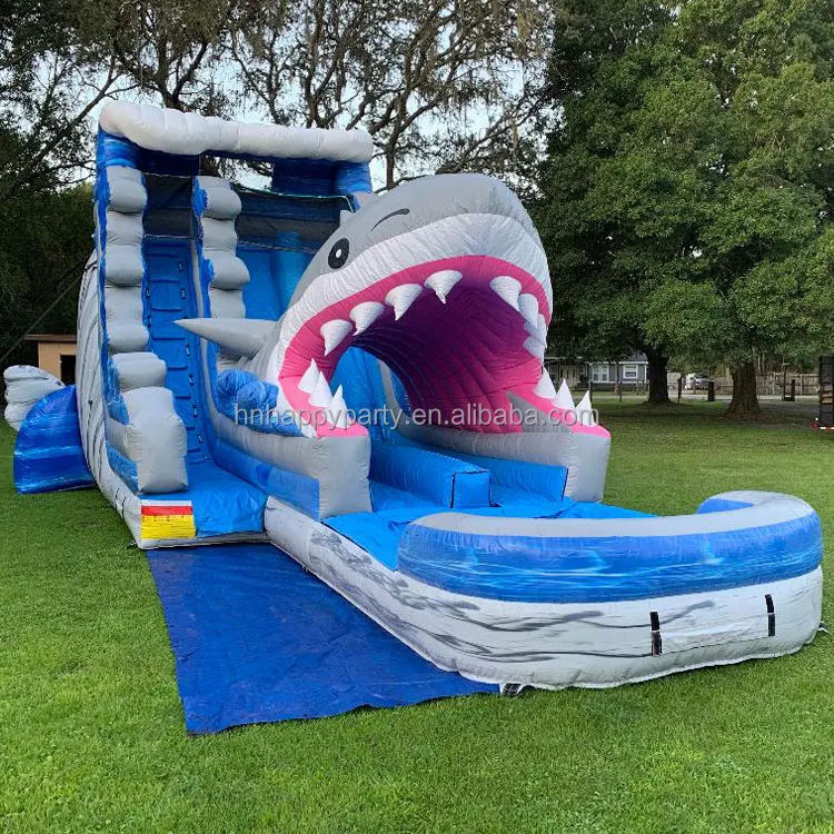 18ft Waterslide Gigantic Shark Jaws Inflatable Slide with Water Pool ...