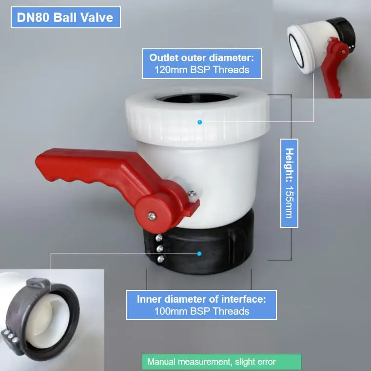 Dn40/dn50/dn60/dn80 Ibc Ball Valve For 62mm/75mm/80mm/100mm Ibc Tank Discharging Outlets - Buy ...