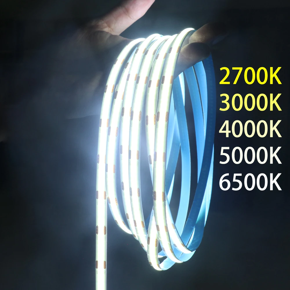 Cob Led Strip 12v Cold White 6500k Light 24v Flexible White Cob Led ...