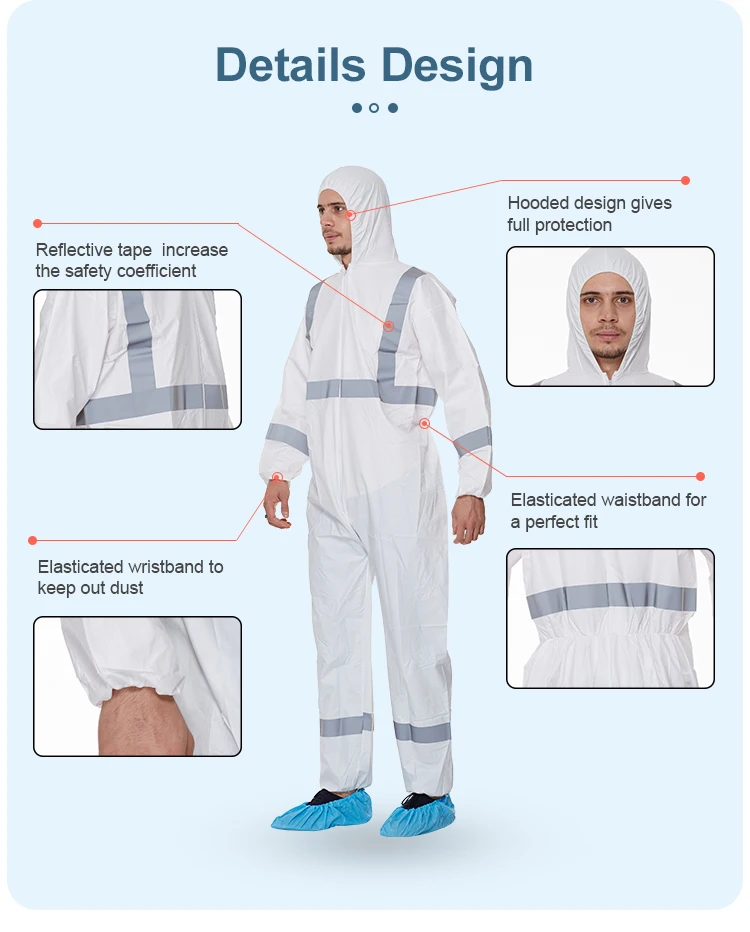 Microporous Clothing Orange Hi-Vis Coverall One-piece Anti-dust ...