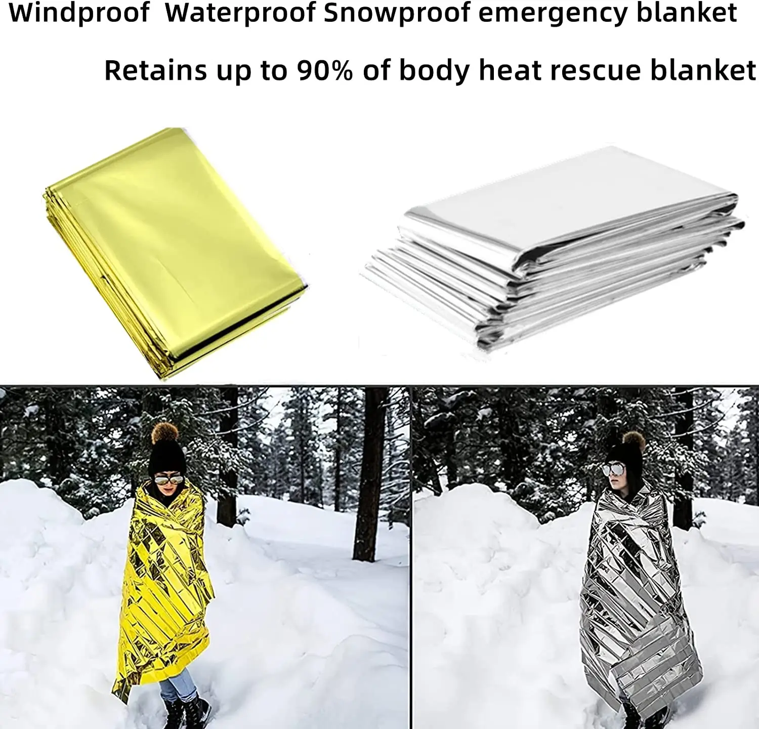 1-100 Pc Emergency Thermal Blanket Mylar Trauma Survival Silver Medical ...