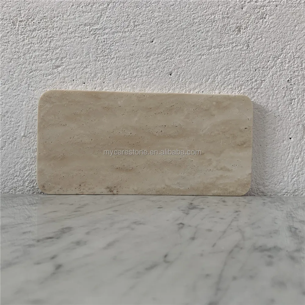 Rectangular Beige Travertine Jewelry Display Stone Tray