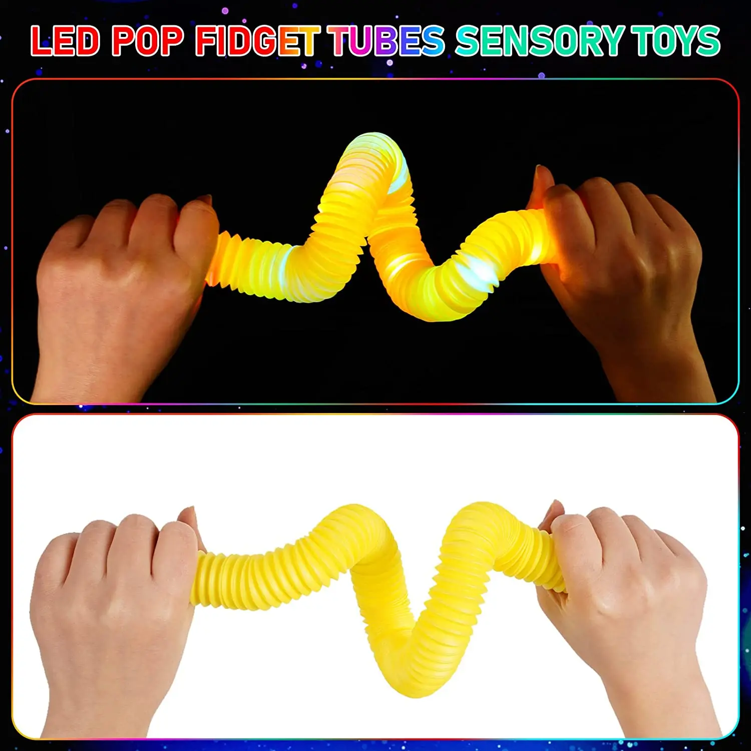 Pt127 Lights-up Toys Fidget Tubes Led Glow In The Dark Party Supplies ...