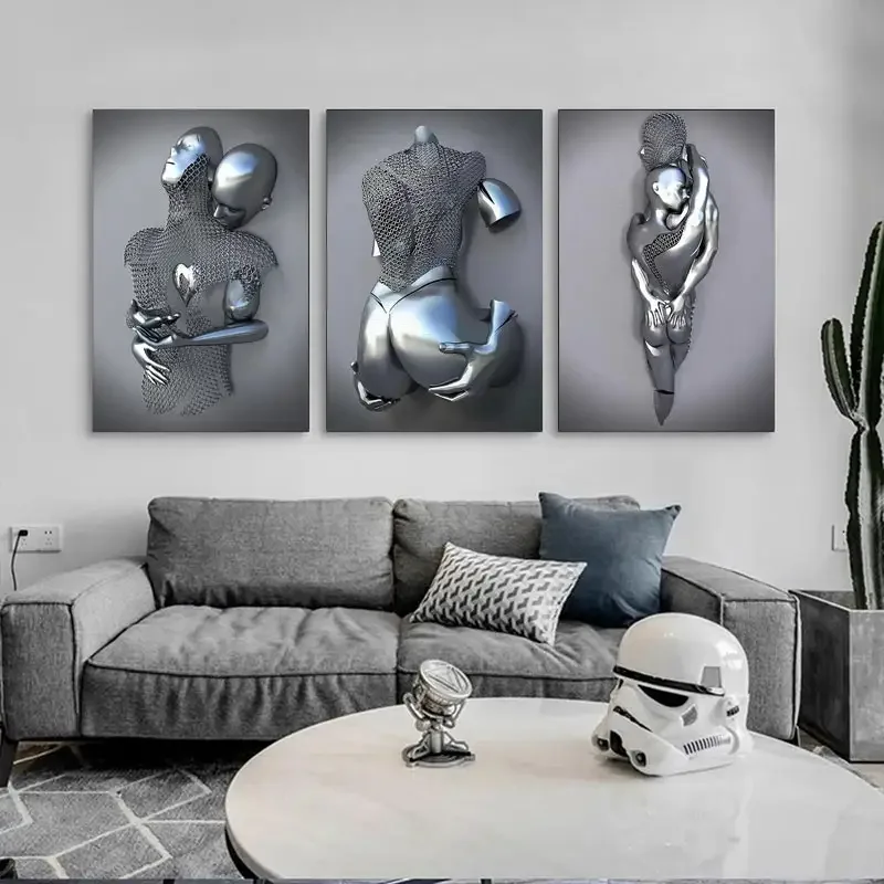 Nordic Metal Figure Sculpture Poster Print for Wall Art