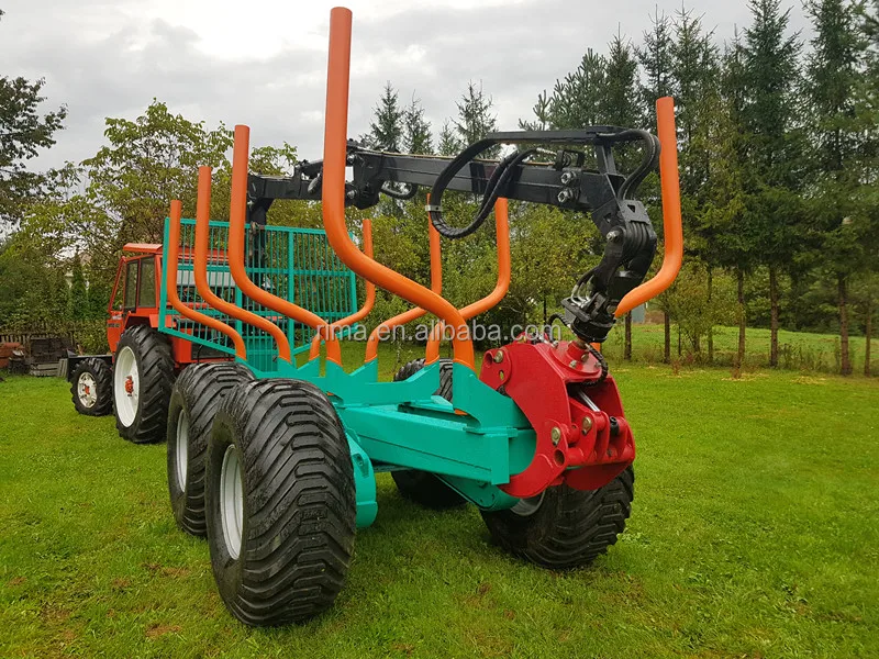 Small Tractor Forestry Trailer with Log Crane for Sale - 6 Ton Capacity ...