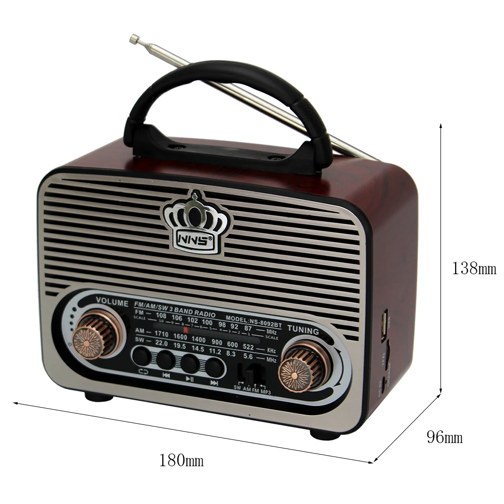 Retro Style Portable Radio - High Quality AM FM SW Bands