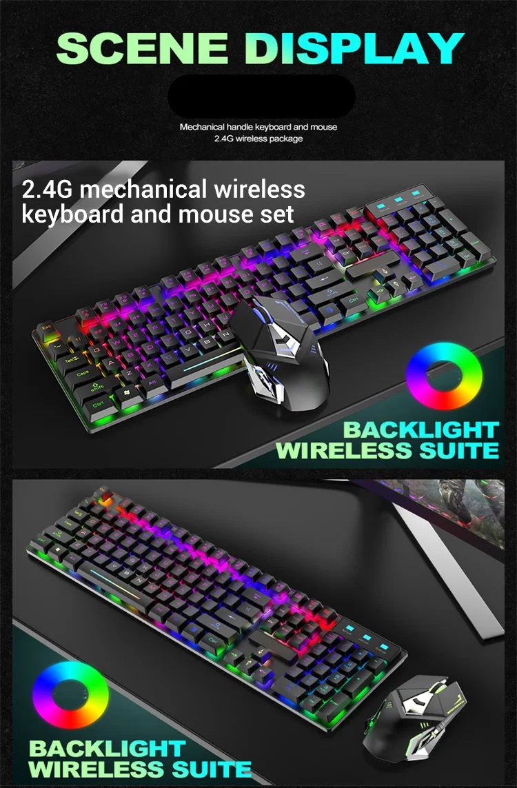Oem 104 Keys Rgb Backlit Wireless Gaming Mouse And Keyboard Set Long ...