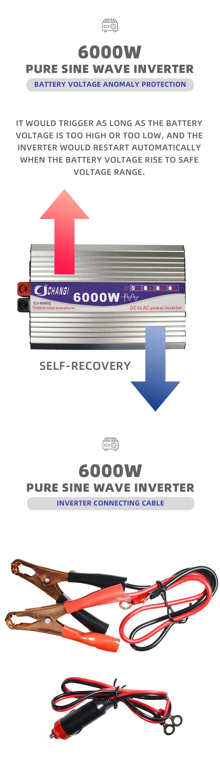 3000W Inverter - Reliable DC/AC Conversion for Home & Car