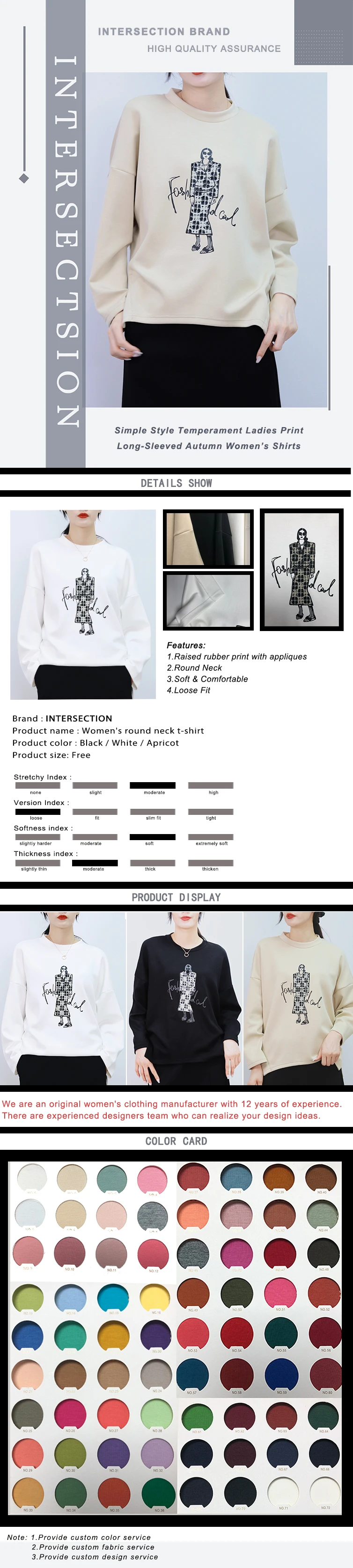 Double Layer Knit Interlock Fabric Round Collar Shirt Women Tshirt ...