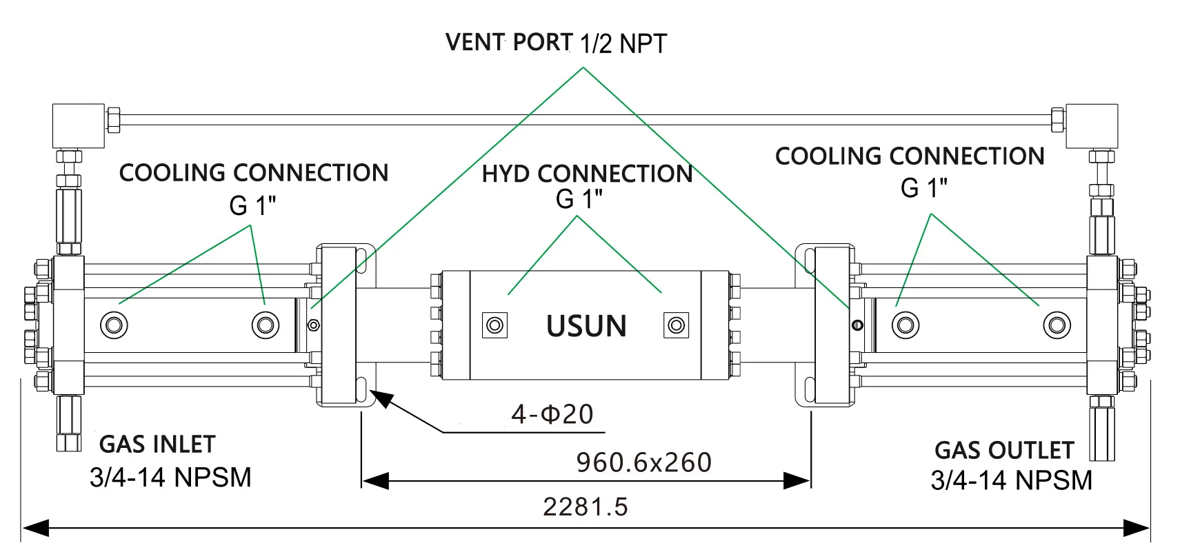 USUN HYD150-90 High Pressure Hydrogen Gas Booster Compressor