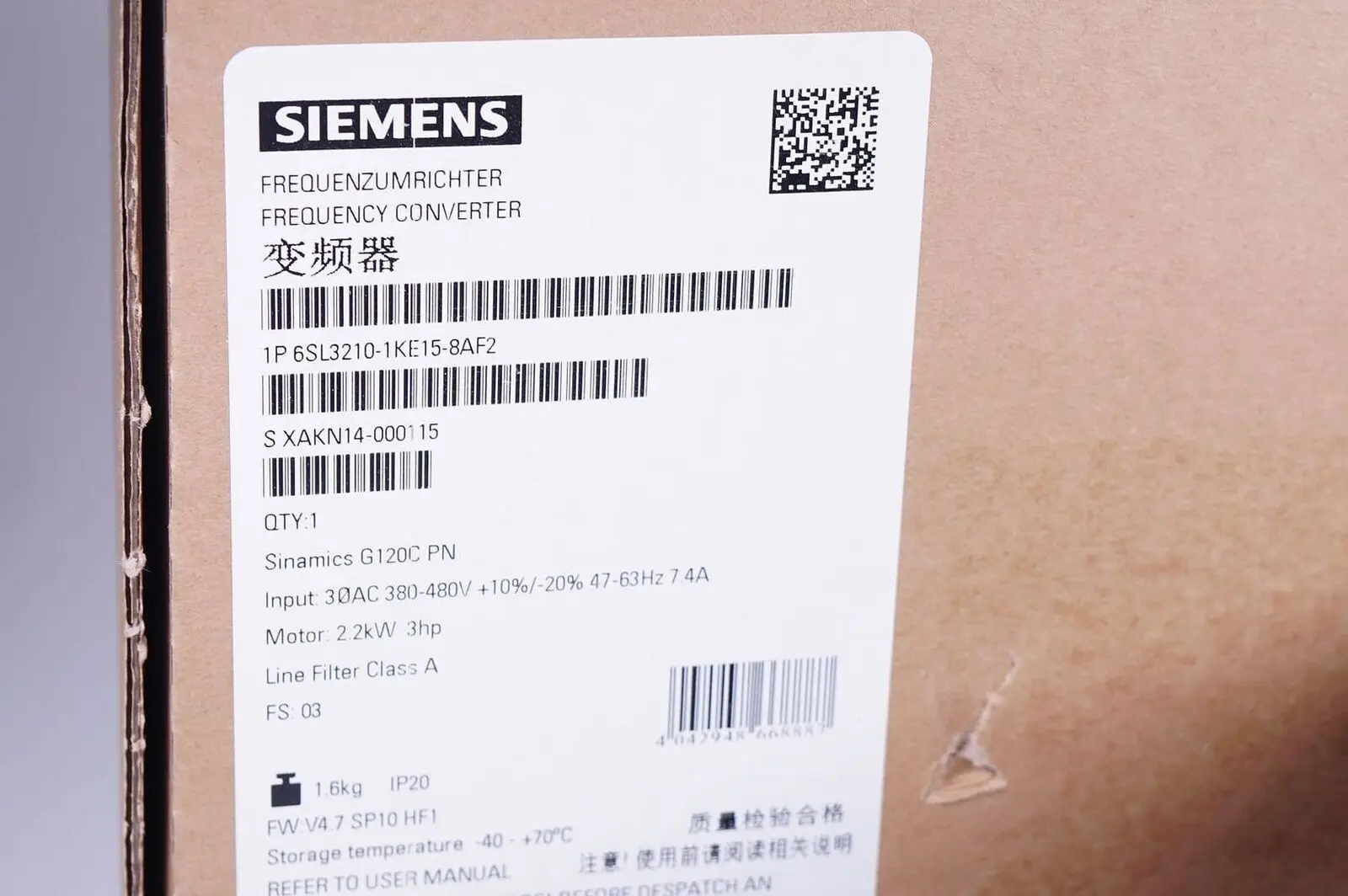 Siemens Inverter SINAMICS G120C PROFINET Ethernet/ip