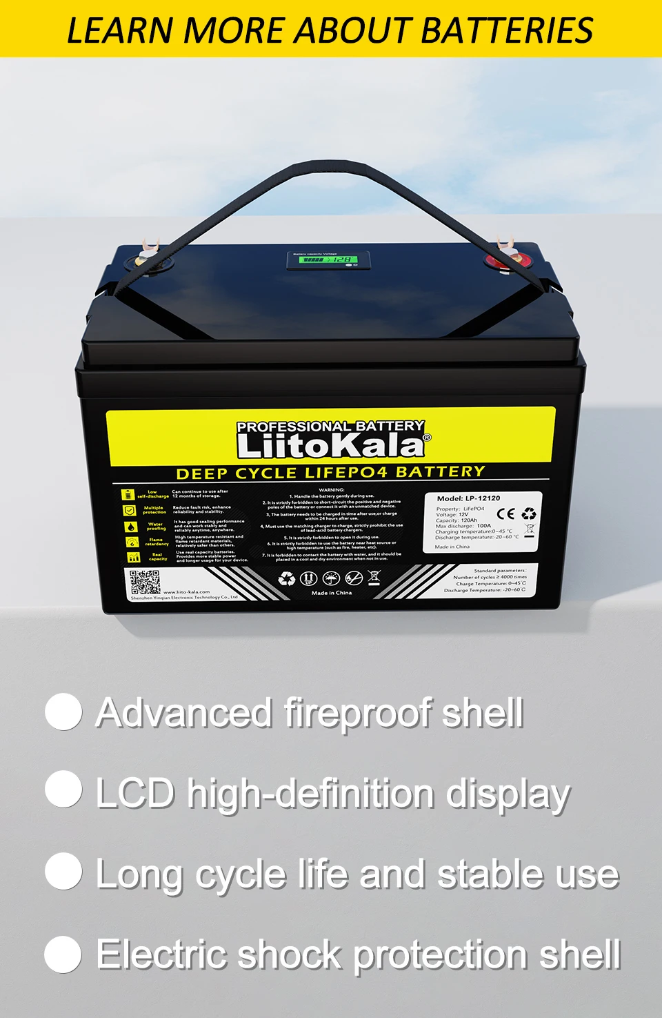 Liitokala 12v 120ah Lifepo4 Lithium Ion Batteries Pack Deep Cycle ...