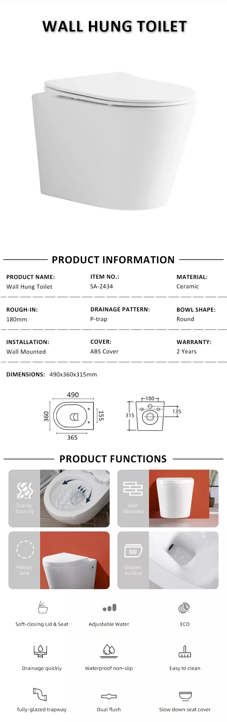 Tornado Wall Hung Toilet Ceramic Concealed Tank Water Closet - Buy Wall ...