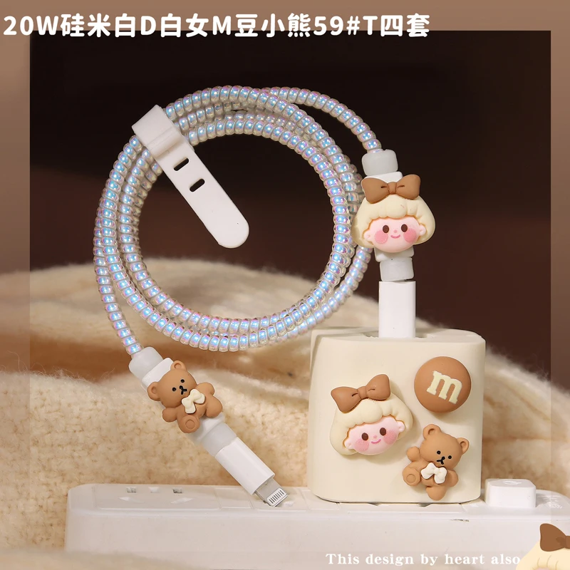 For iPhone 18W 20W Charging 3D Cartoon Mobile Charging Cable Protector ...