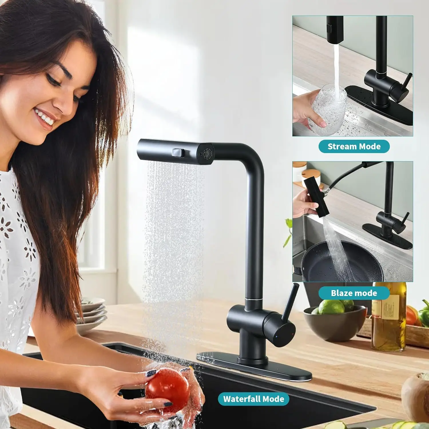 White Kitchen Gun Ash Pumping Cold And Hot Water Faucet Digital Display ...