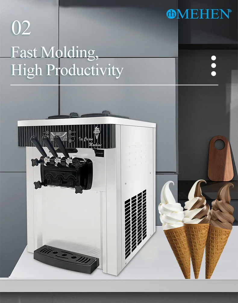 Mehen Table Automatic 3 Flavors Gelato Ice Cream Machine Pasmo Soft Ice Cream Machine Home Ice ...