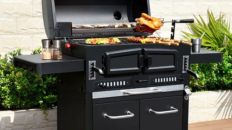 Large Outdoor Portable Charcoal Bbq Grills Heavy Duty Trolley Cast Iron ...