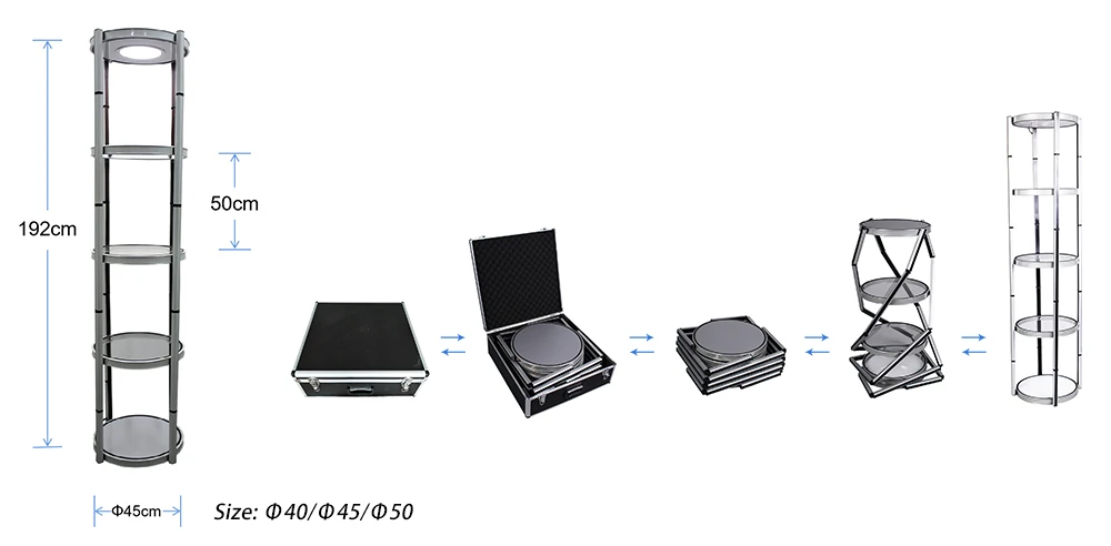 Round Folding Free Standing Led Light Trade Show Exhibit Spiral Twist ...