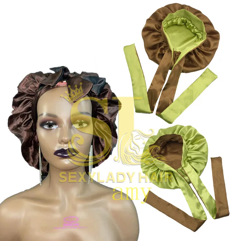 Bonnet Custom Hair Silk Satin Bonnets and logo Double Layer Satin ...