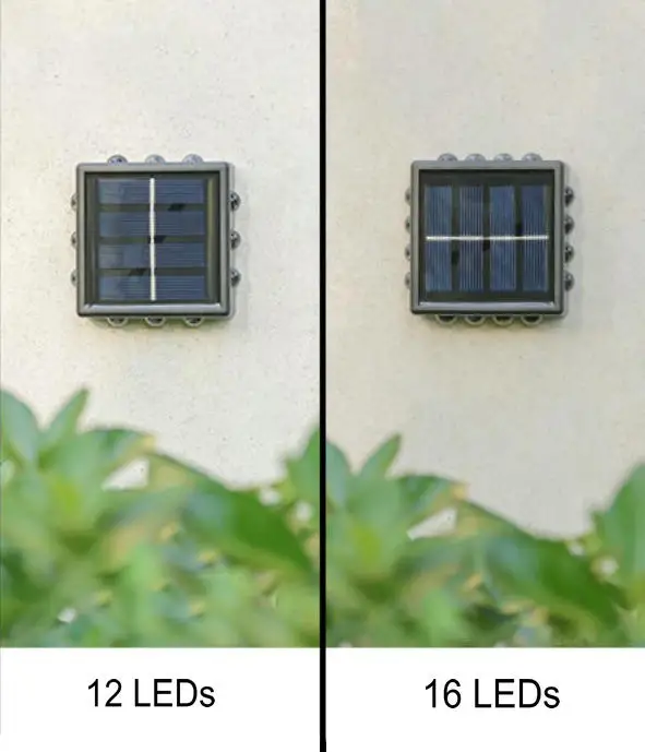 12 16 Led 4 Sides Solar Wall Light Outdoor Lighting Warm White Garden ...